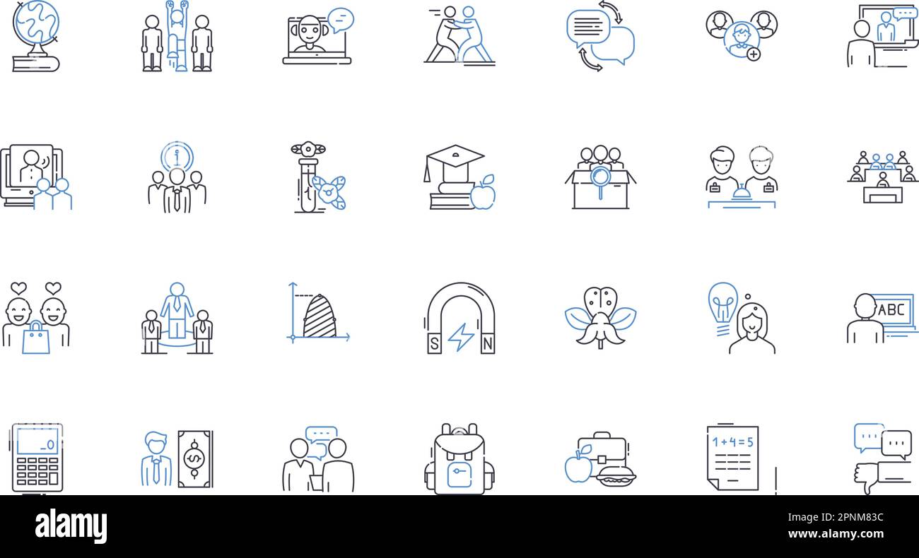 Courses and modules line icons collection. Curriculum, Syllabus ...