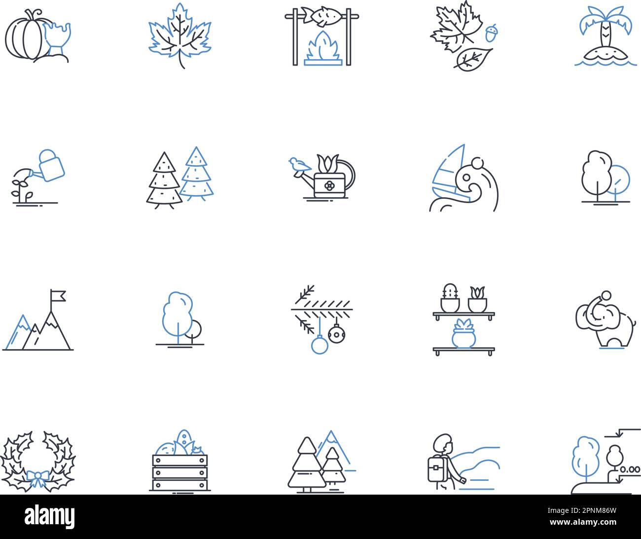 Scenery line icons collection. Panorama, Landscape, Horizon, Vista ...