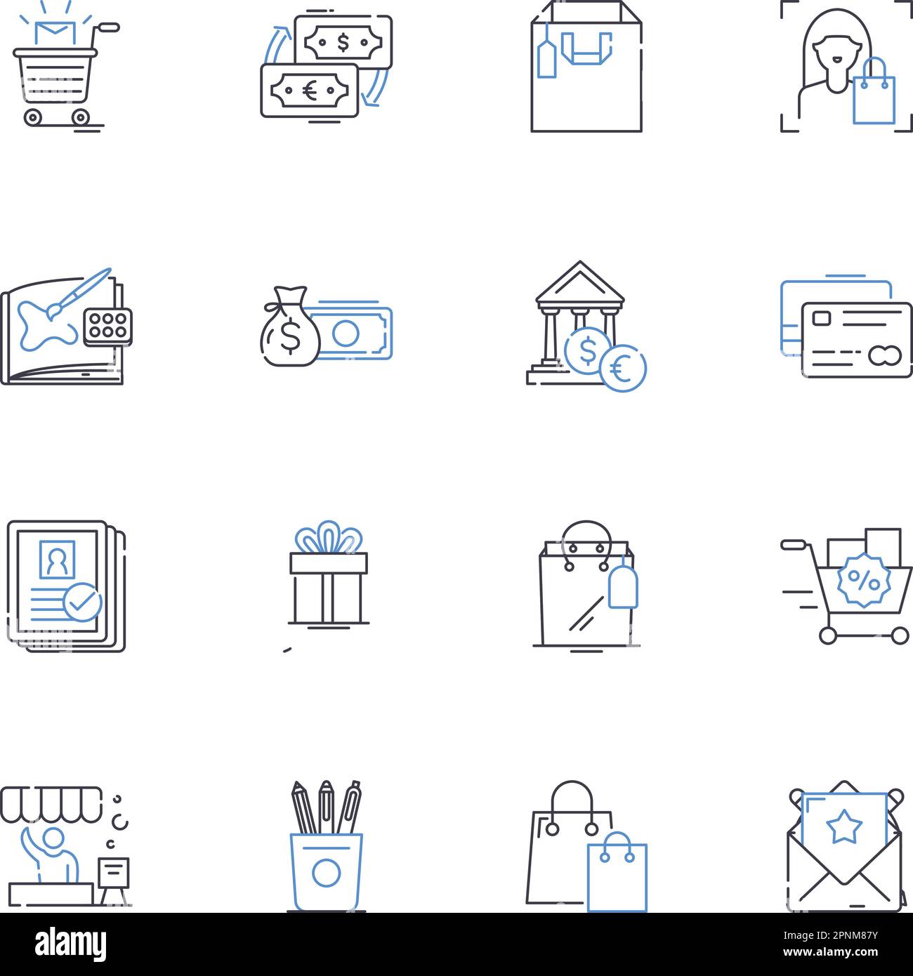 Impulse buyer line icons collection. Compulsive, Spontaneous, Oblivious ...