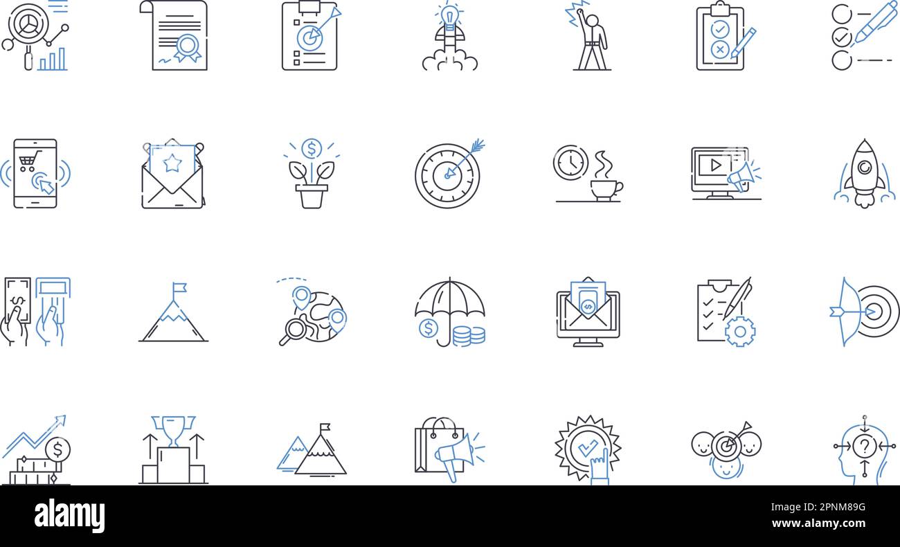 Commercial accomplishments line icons collection. Profitability, Growth, Expansion, Innovation ...