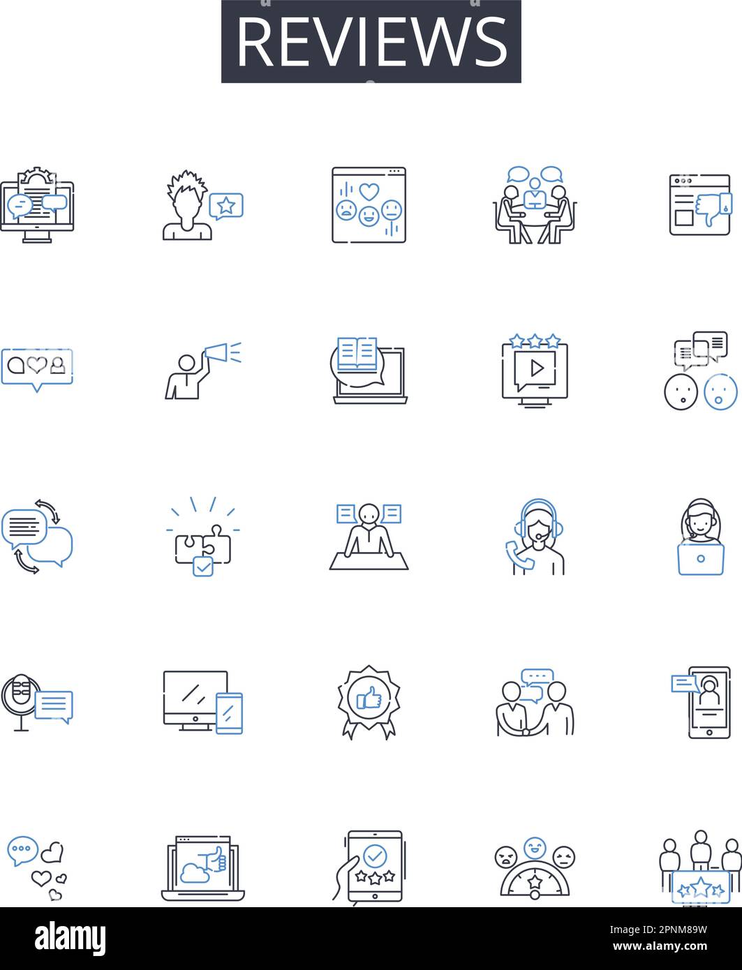 Reviews line icons collection. Feedback, Opinions, Assessments ...