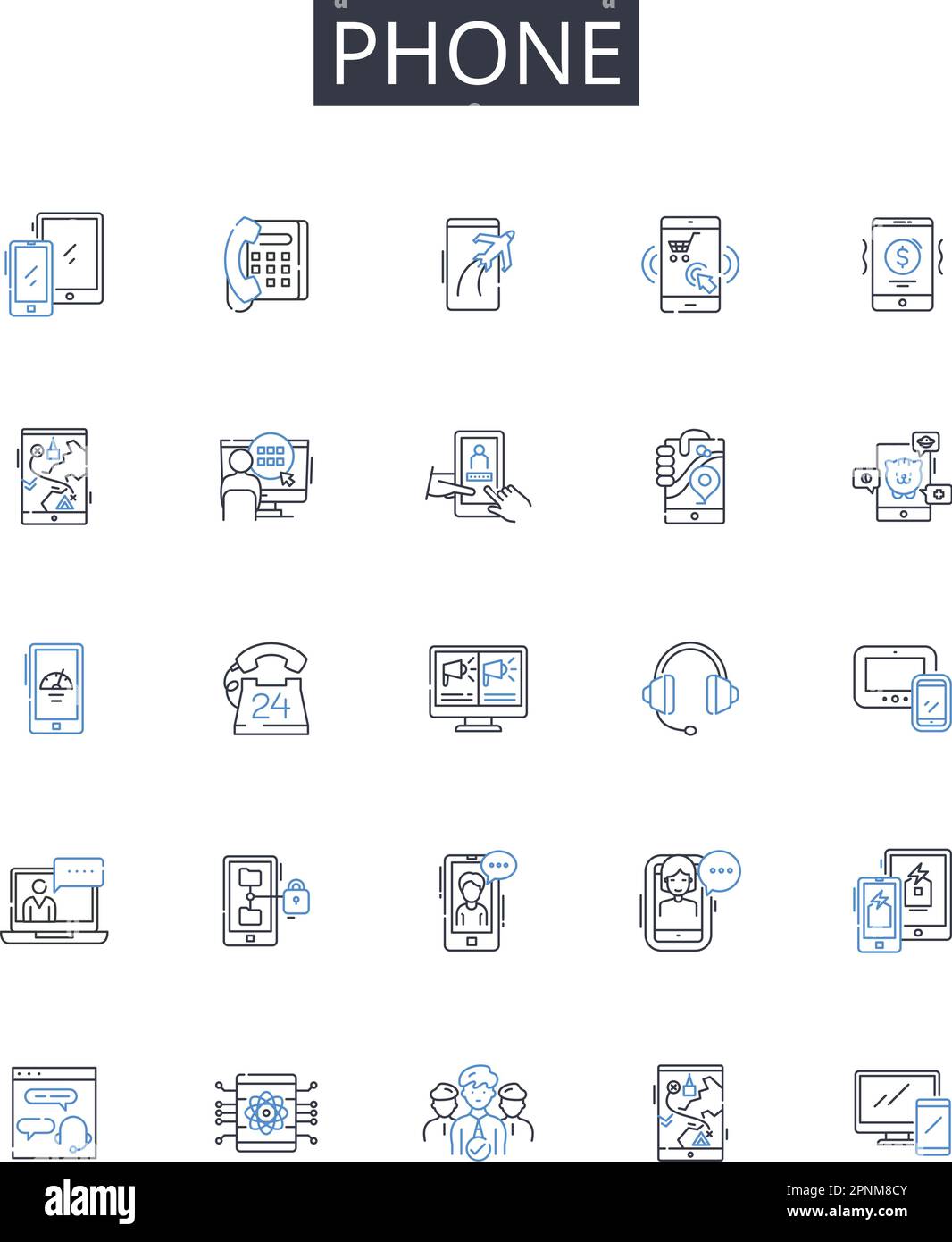 Phone line icons collection. Retail, Storefront, Market, Shop, Showroom ...