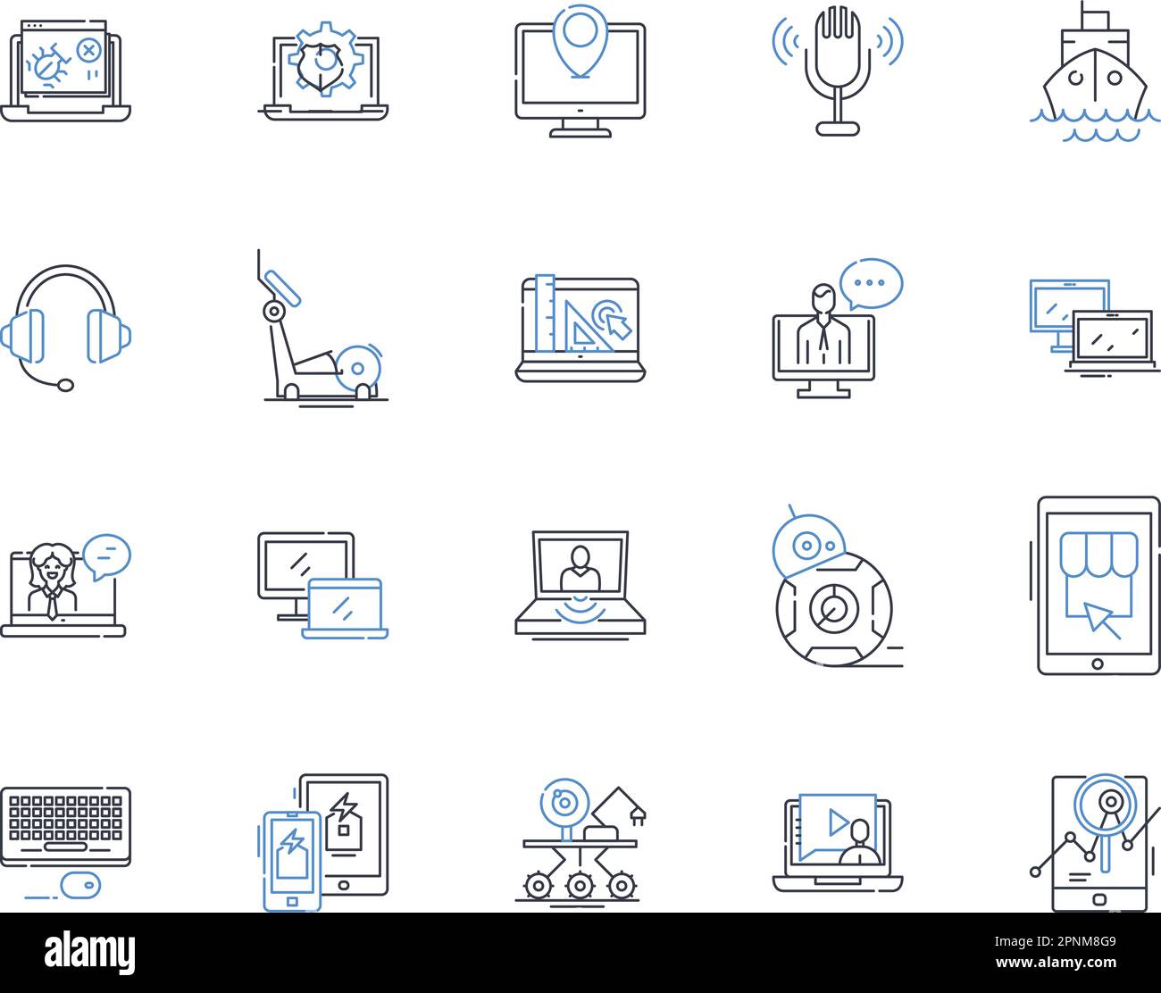 Cyber Industry Line Icons Collection Cybersecurity Encryption Malware Hackers Phishing