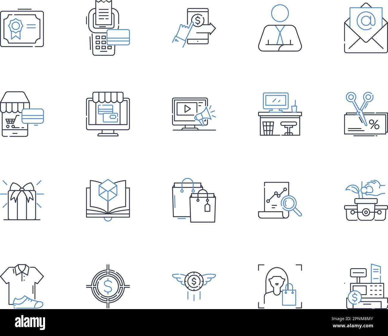Grocery store and compensation line icons collection. Wages, Benefits ...