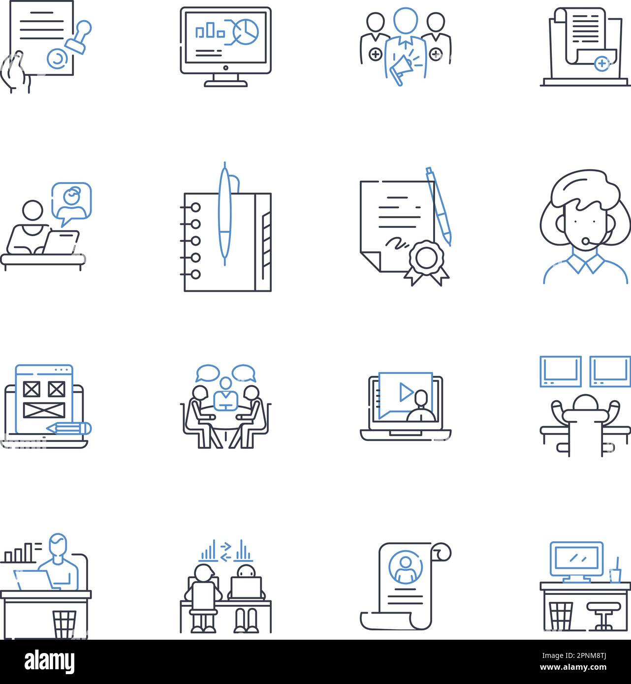 Cooperative action line icons collection. Collaboration, Teamwork ...