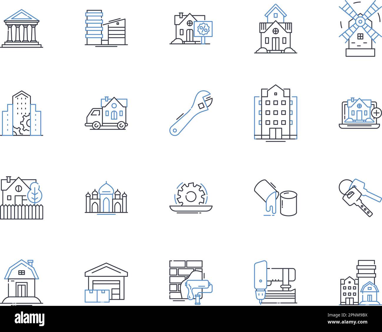 Foundation line icons collection. Substructure, Base, Footing ...