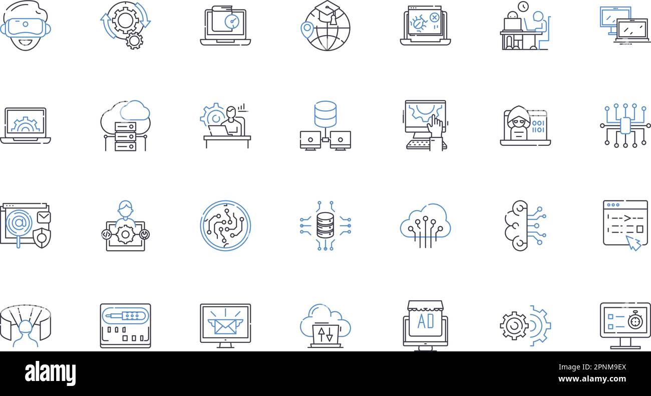 Digital destination line icons collection. Online, Virtual, Cyber ... Digital destination line icons collection. Online, Virtual, Cyber ...