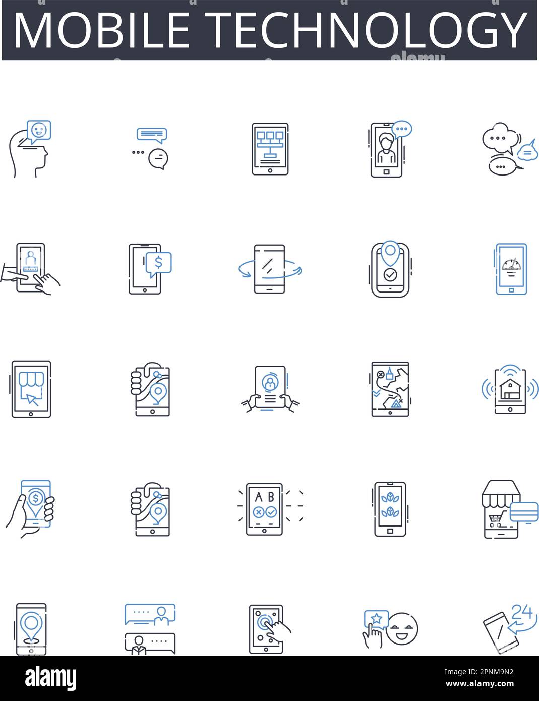 Mobile technology line icons collection. Profit, Earnings, Revenue ...