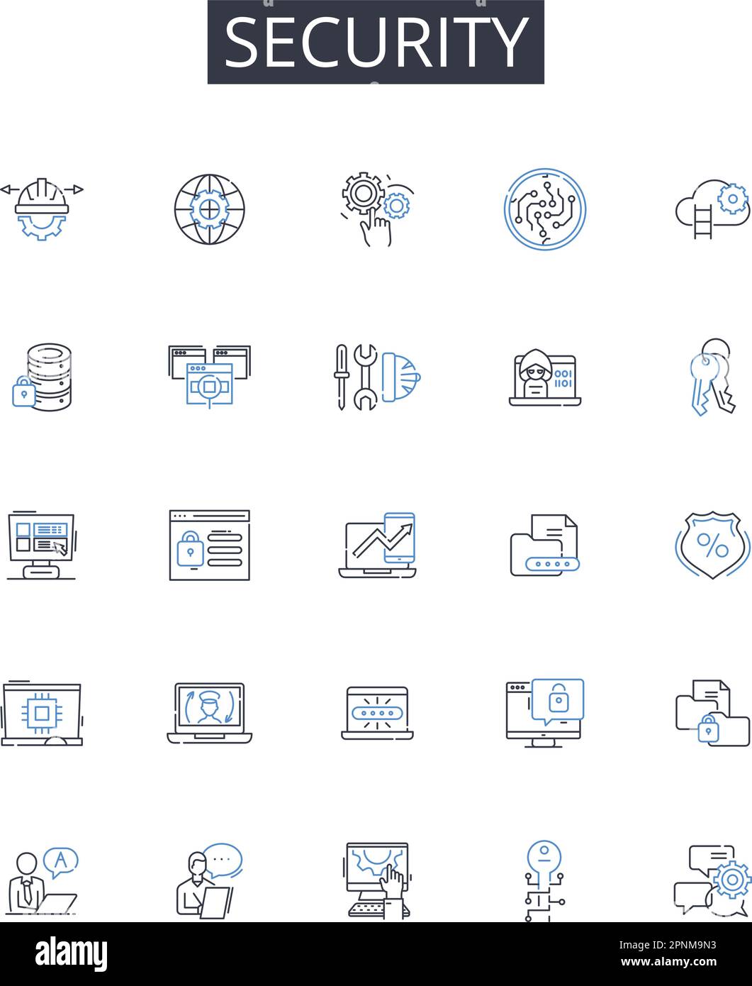 Security Line Icons Collection Strategy Execution Planning Timing