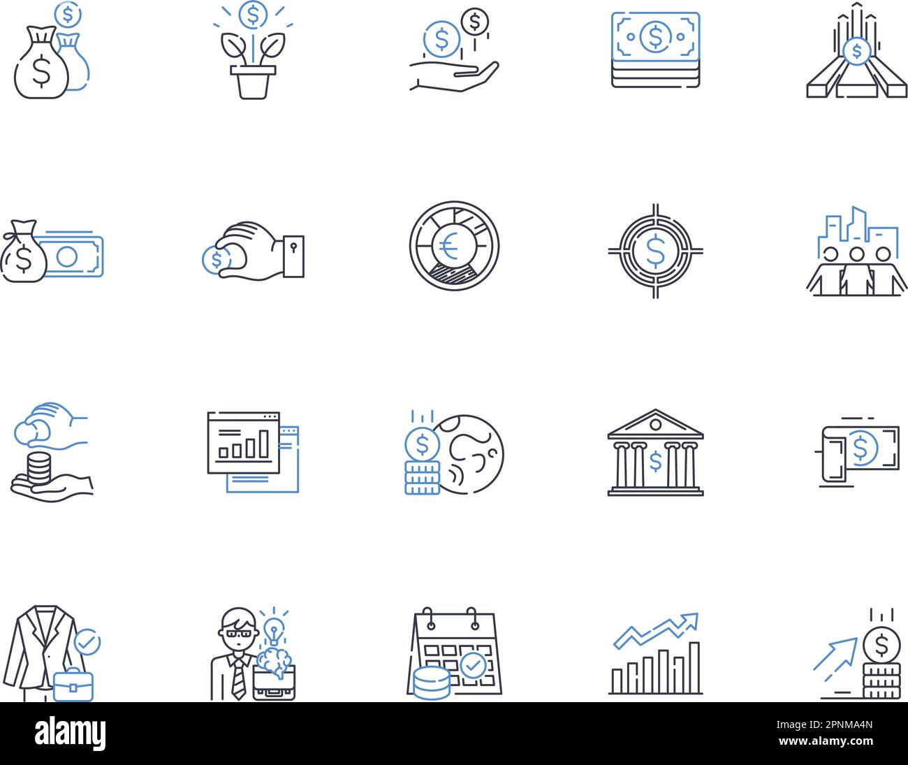 Fund management line icons collection. Investments, Portfolio, Diversification, Assets, Risk ...