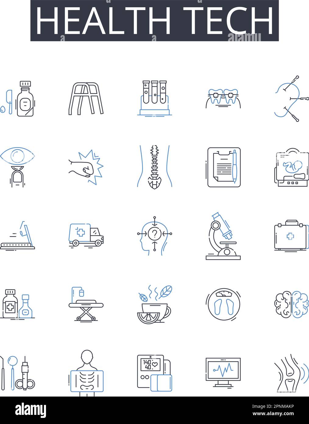 Health tech line icons collection. Medical technology, Digital health ... Health tech line icons collection. Medical technology, Digital health ...