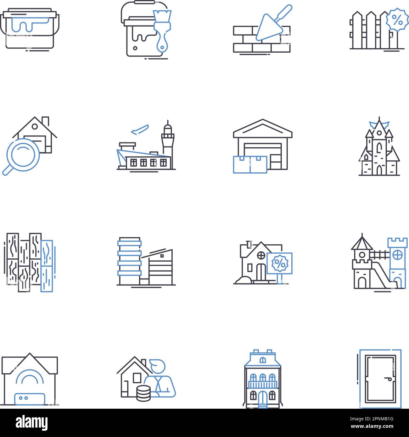 Villa line icons collection. Lavish, Elegant, Spacious, Secluded ...