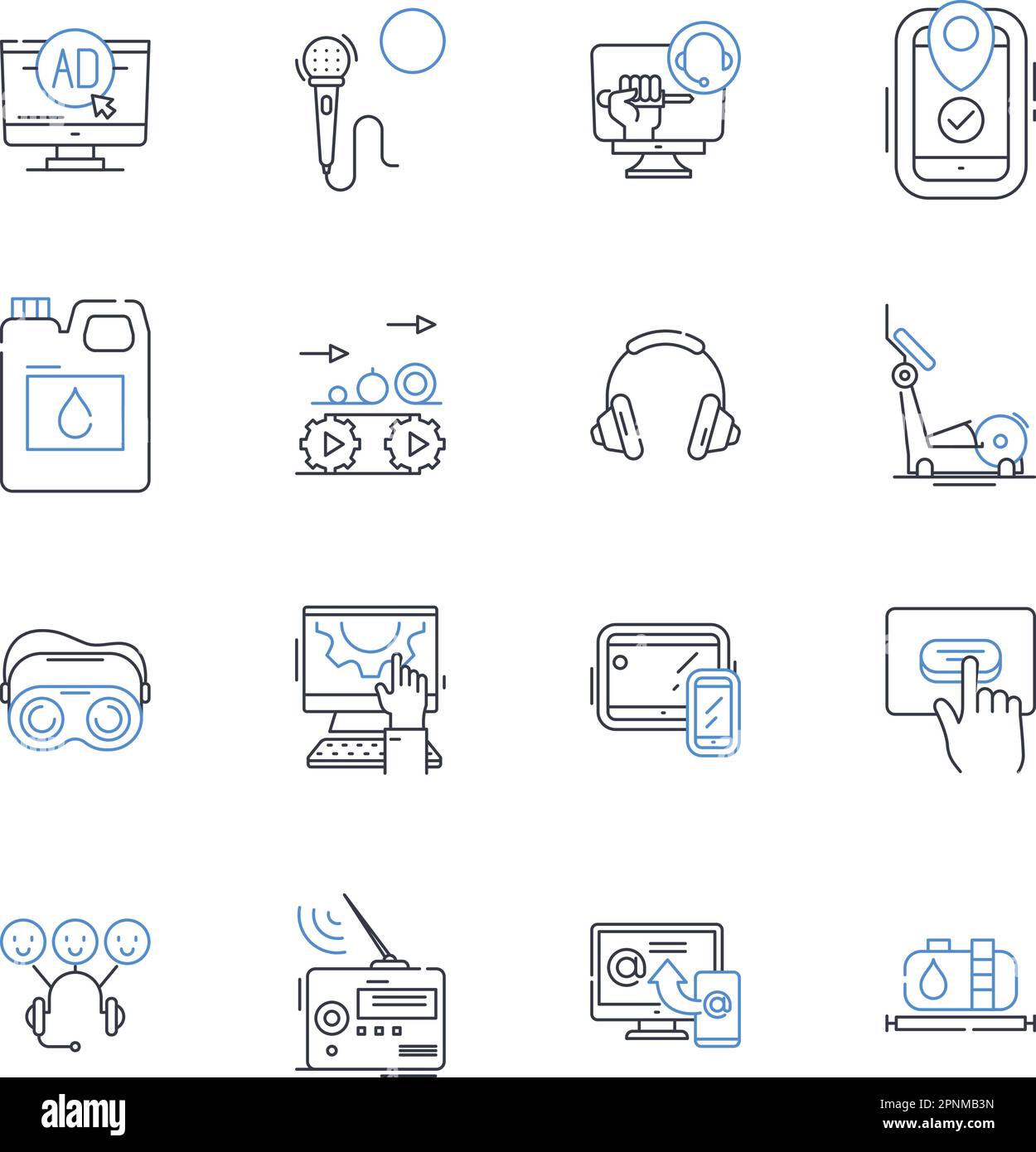 Smart bots line icons collection. Conversational, Assistive, Intelligent, Automated ...