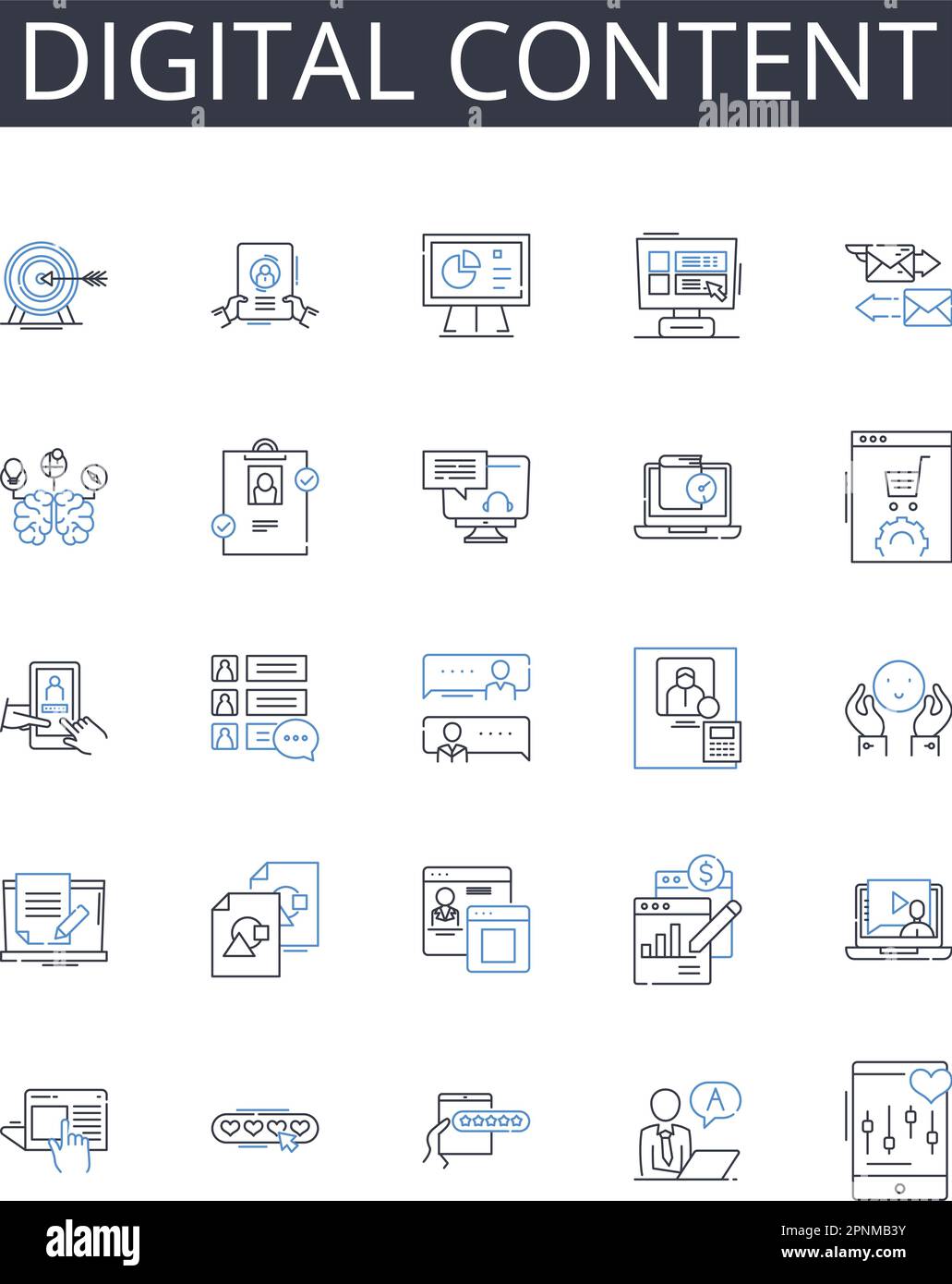 Digital content line icons collection. Mindfulness, Meditation ...