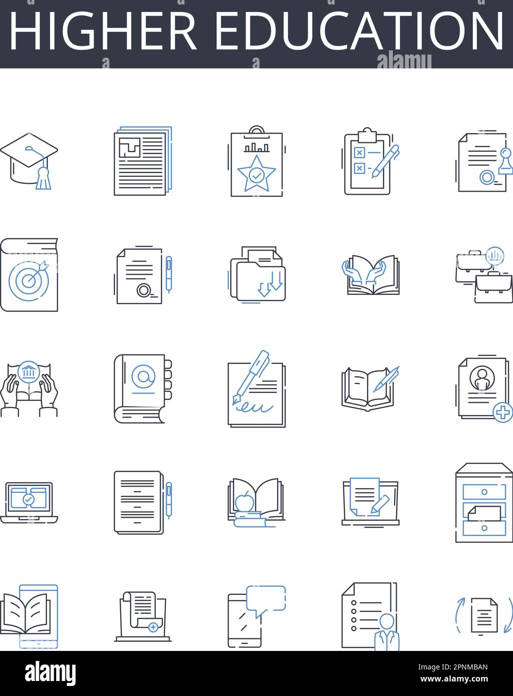 higher education line icons collection. Advanced learning, Further ...