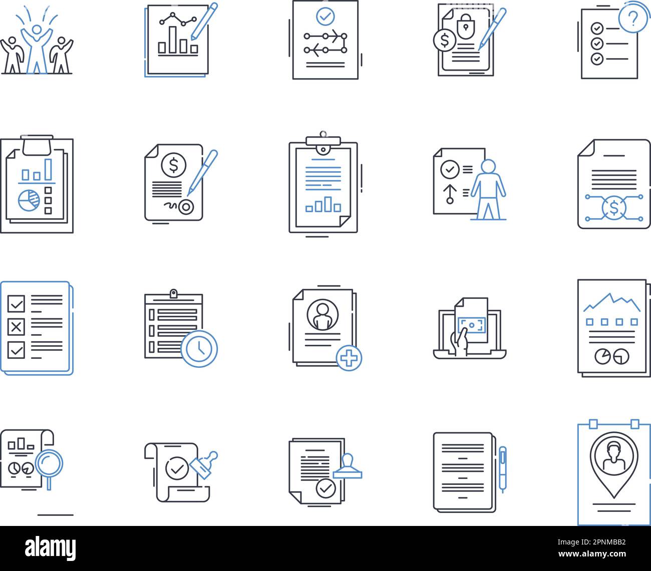 White papers line icons collection. Research, Analysis, Trends ...
