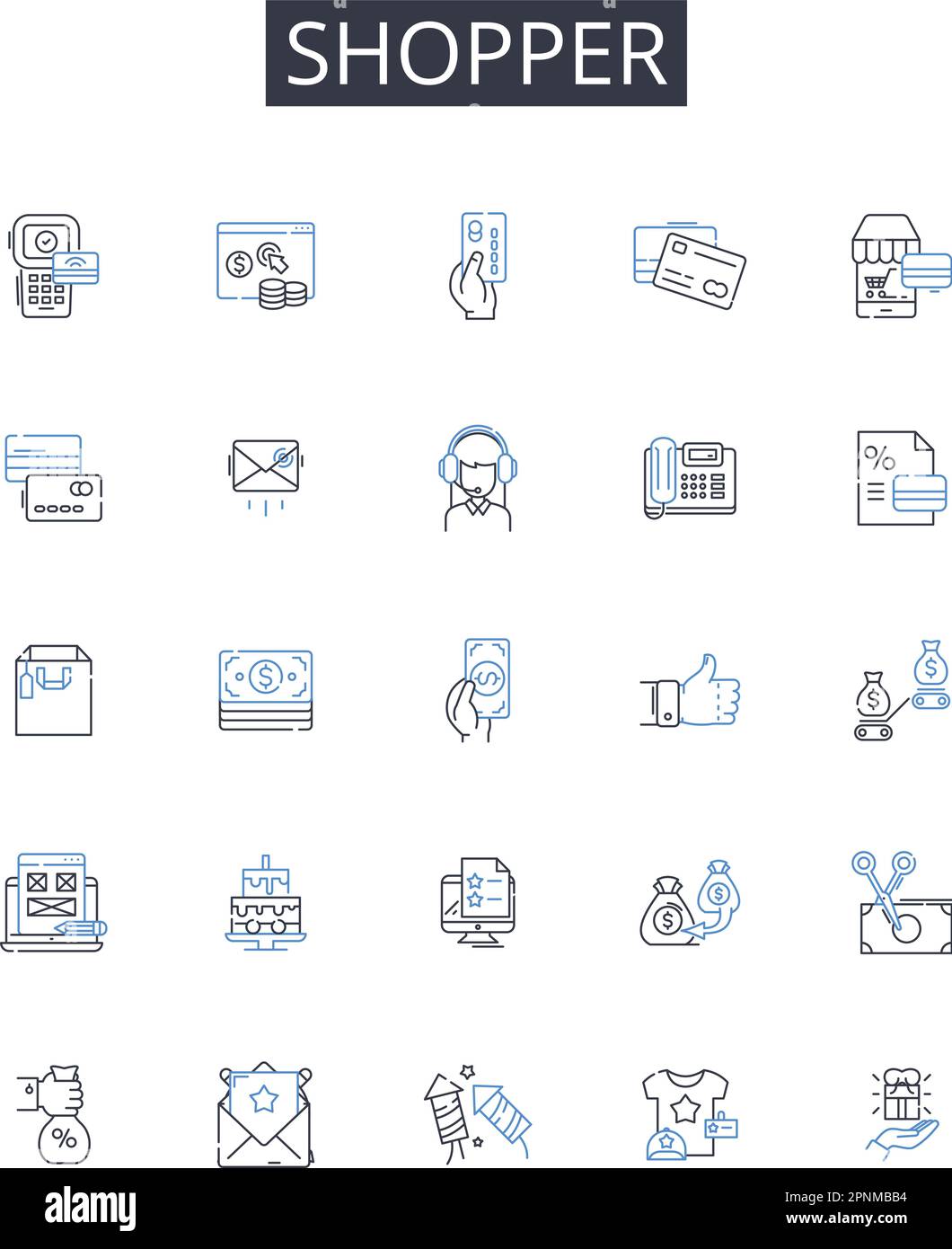 Shopper line icons collection. Strength, Muscles, Gym, Protein, Reps ...