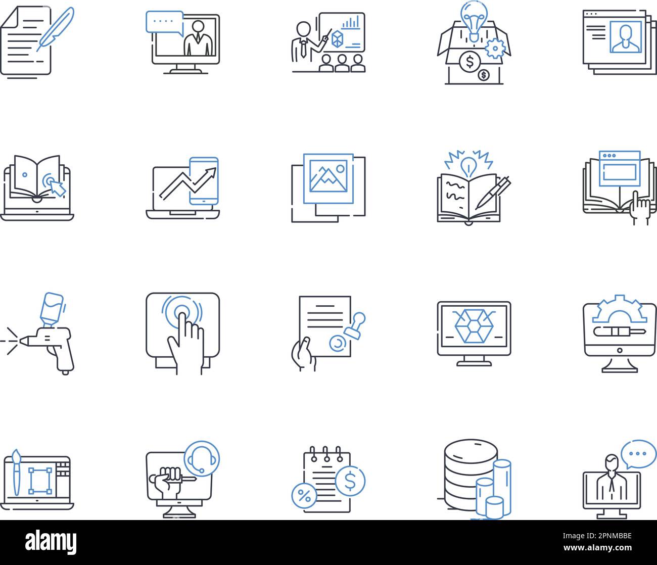Sales training line icons collection. Coaching, Techniques, Motivation ...