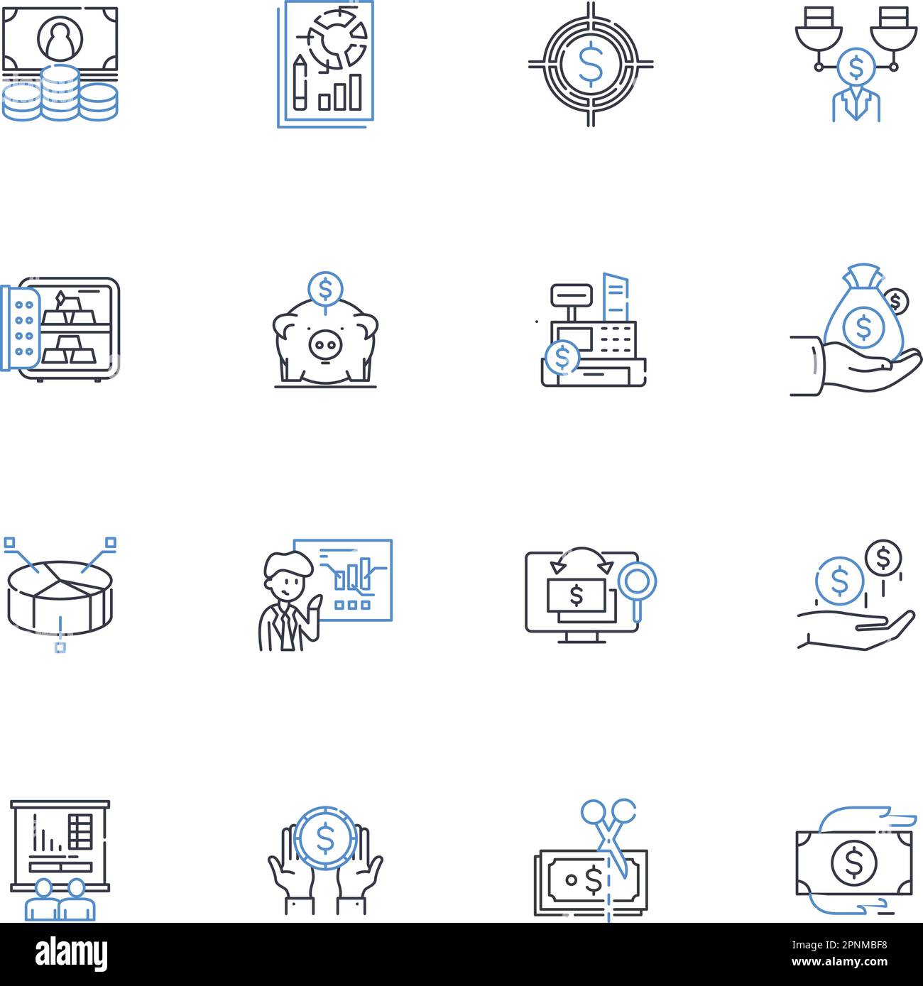 Merchant banking line icons collection. Investment, Advisory, Capital, Asset, Portfolio ...