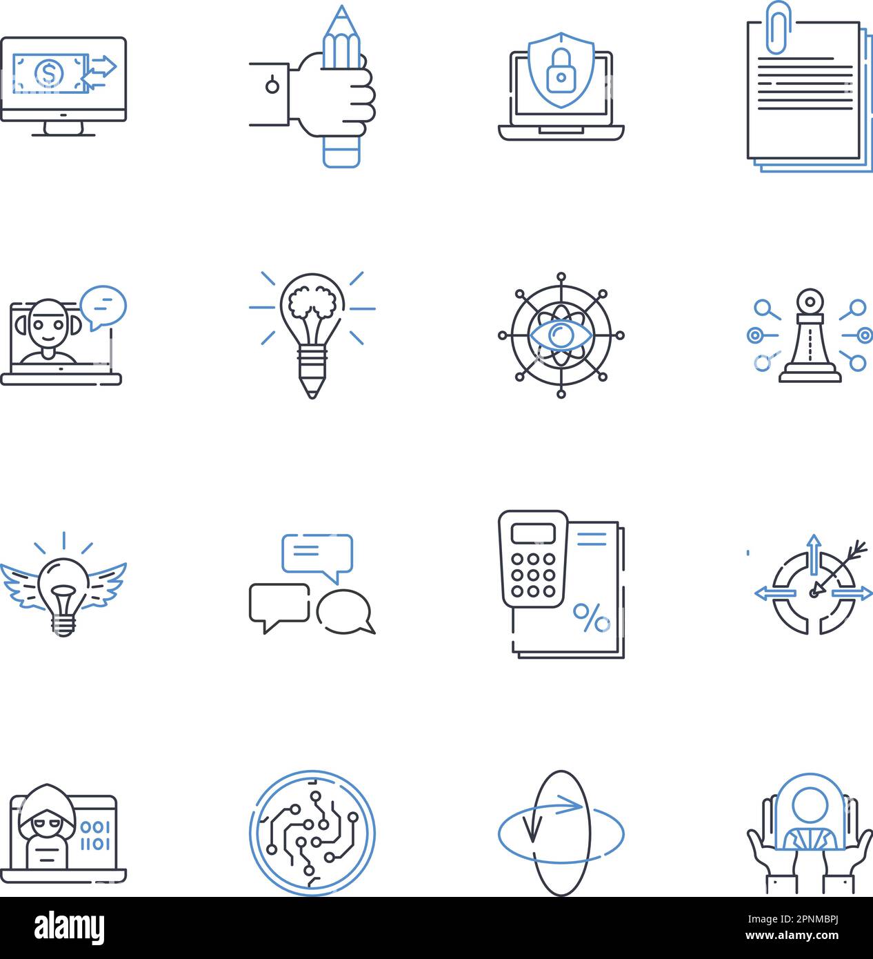 Marketing Cooperation Line Icons Collection Partnership Collaboration Integration Synergy