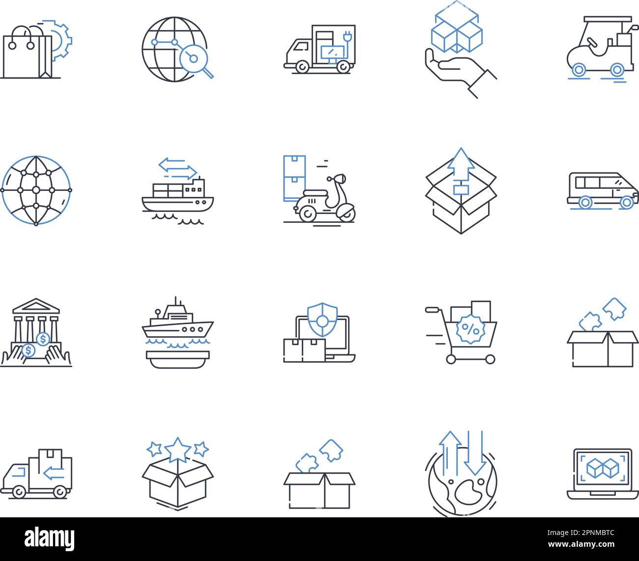 Third-party logistics line icons collection. Warehousing ... Third-party logistics line icons collection. Warehousing ...