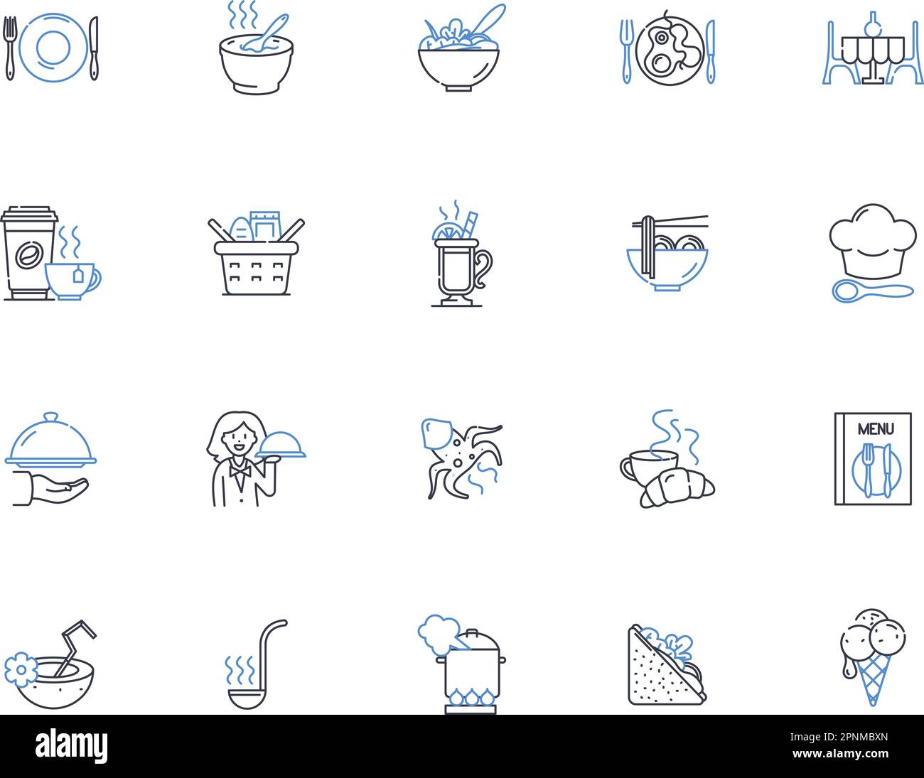 Restaurant establishment line icons collection. Gourmet, Authentic ...