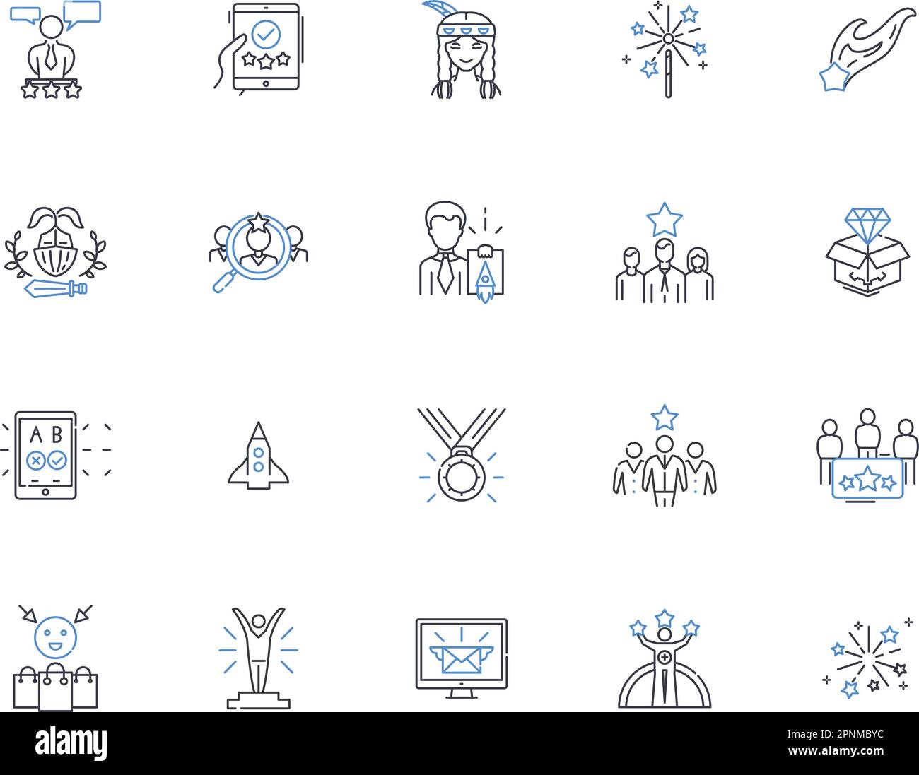 Tenacious conquerors line icons collection. Persistence, Determination ...