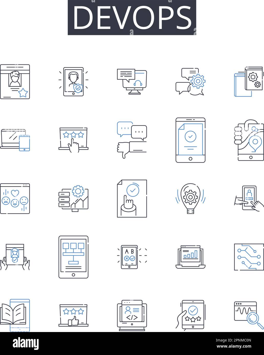 Devops Line Icons Collection Agile Development Cloud Computing