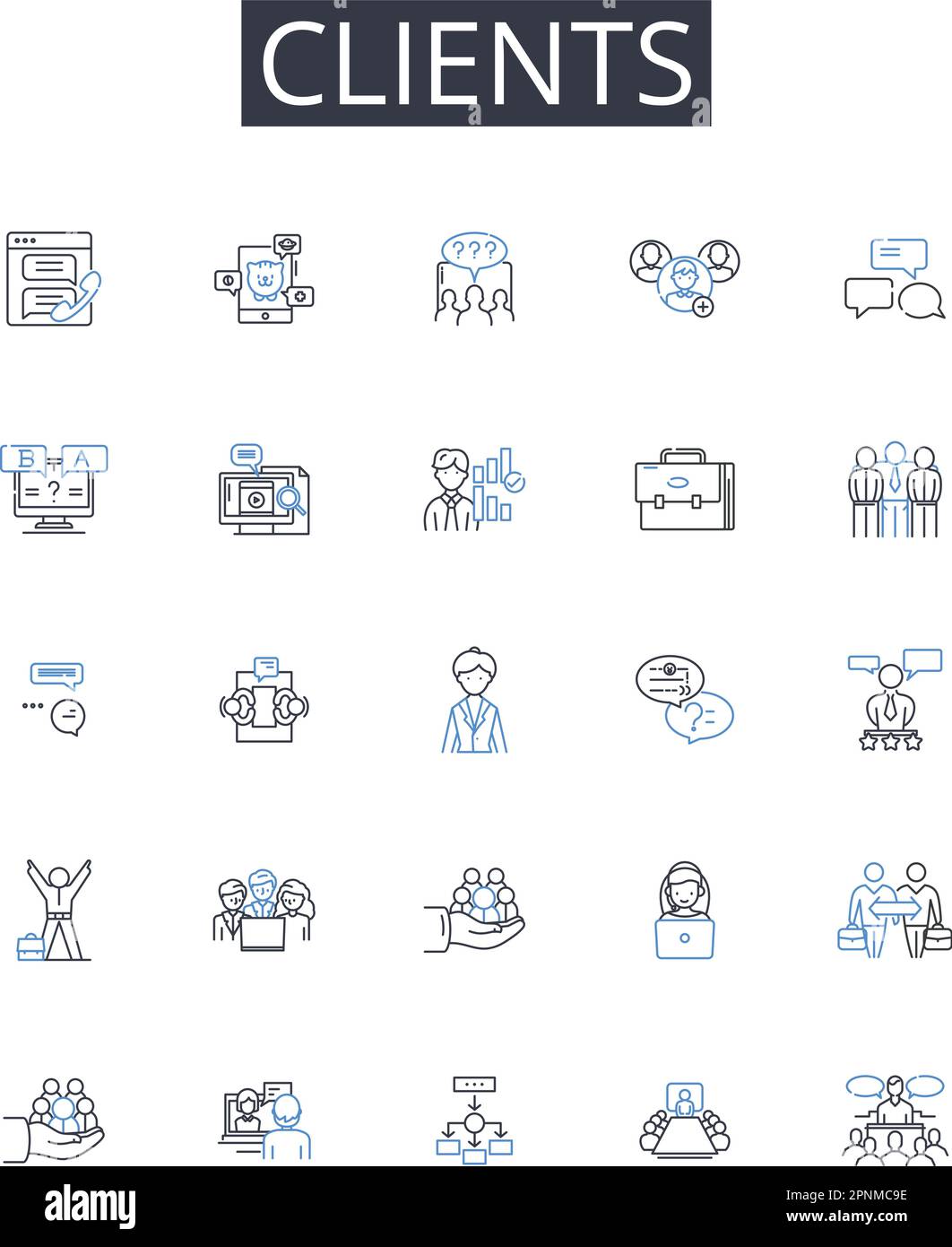 Clients line icons collection. Customers, Patrons, Buyers, Consumers ...