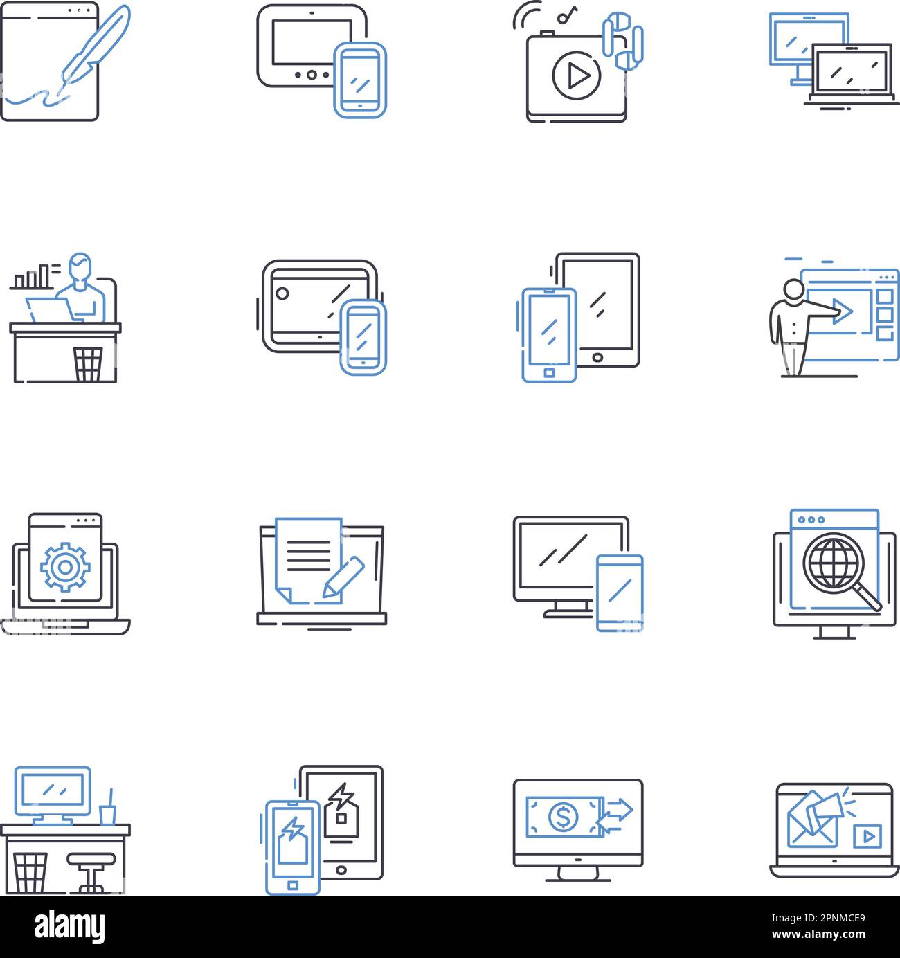 Information Highway Line Icons Collection Digital Connectivity