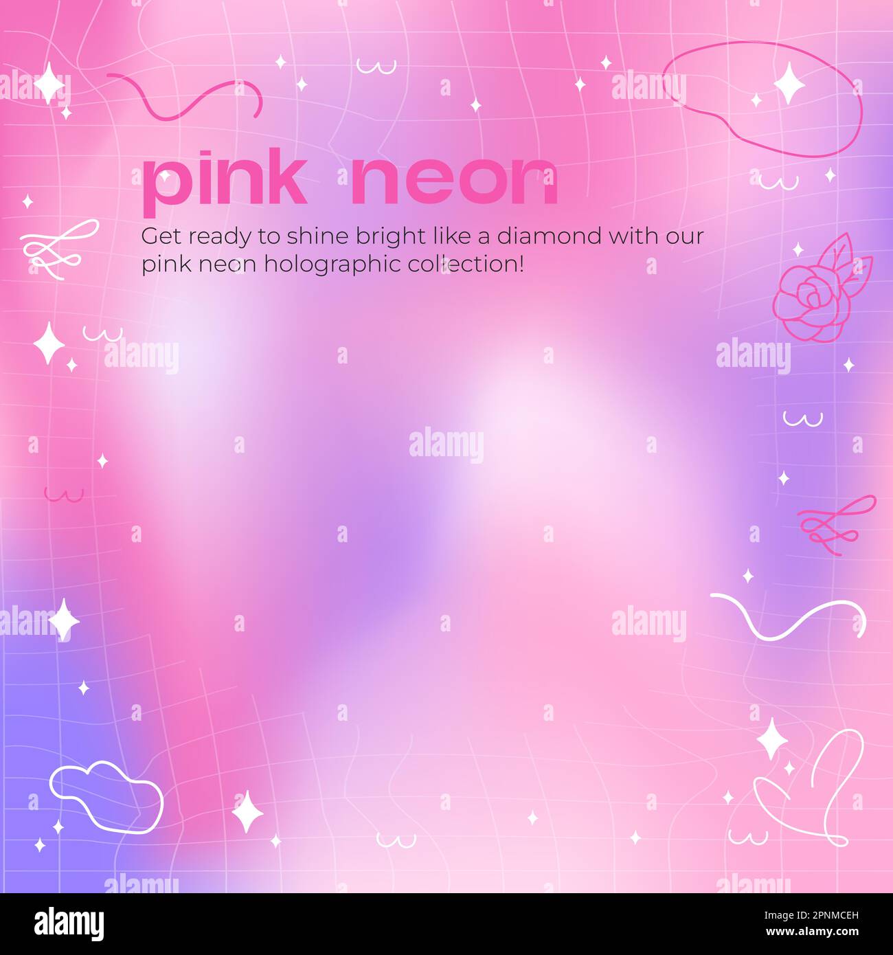 Pastel Pink Neon Holographic Mesh Gradient Abstract Background with ...