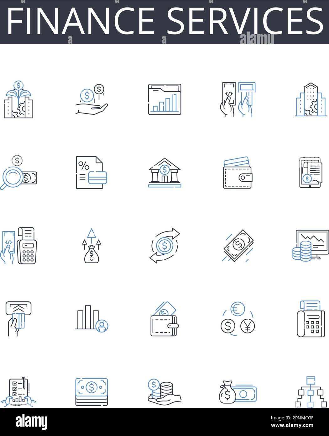 Finance services line icons collection. Banking, Investment, Accounting ...