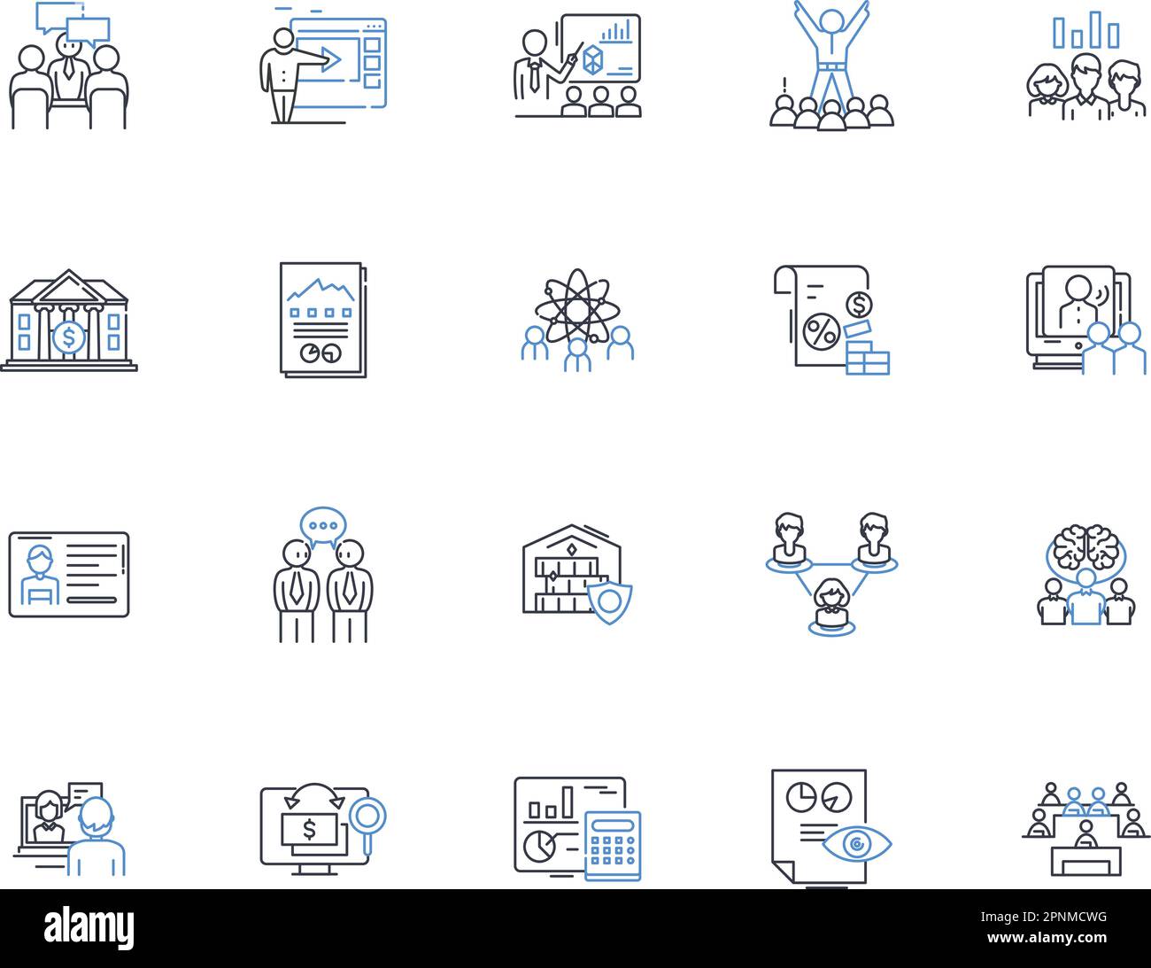 Agency framework line icons collection. Administration, Policy, Strategy, Integration, Structure ...