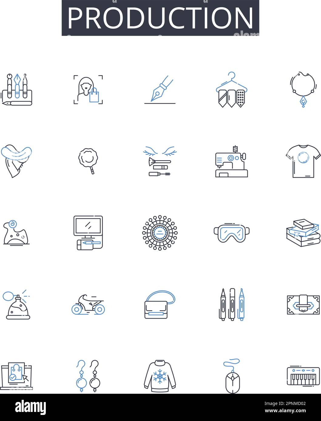 Production Line Icons Collection Creation Development Fabrication Manufacture Generation