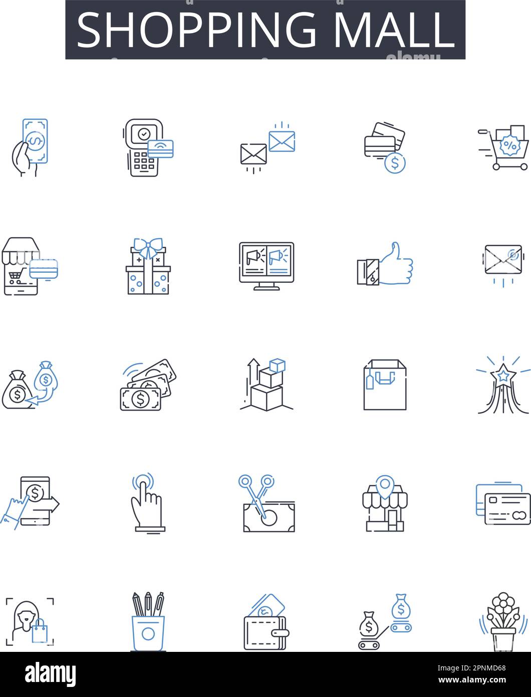 Shopping mall line icons collection. Grocery store, Department store ...