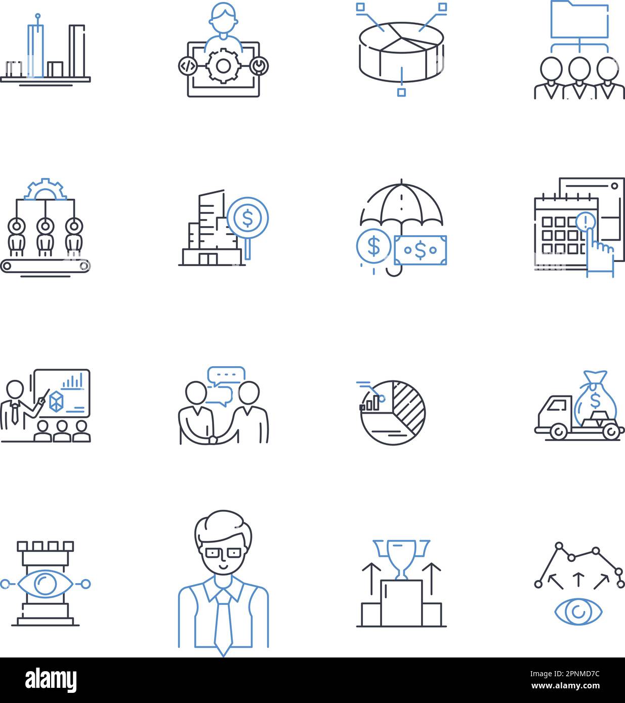 Machine-made line icons collection. Automated, Mechanized, Robotic, Industrialized, Engineered ...