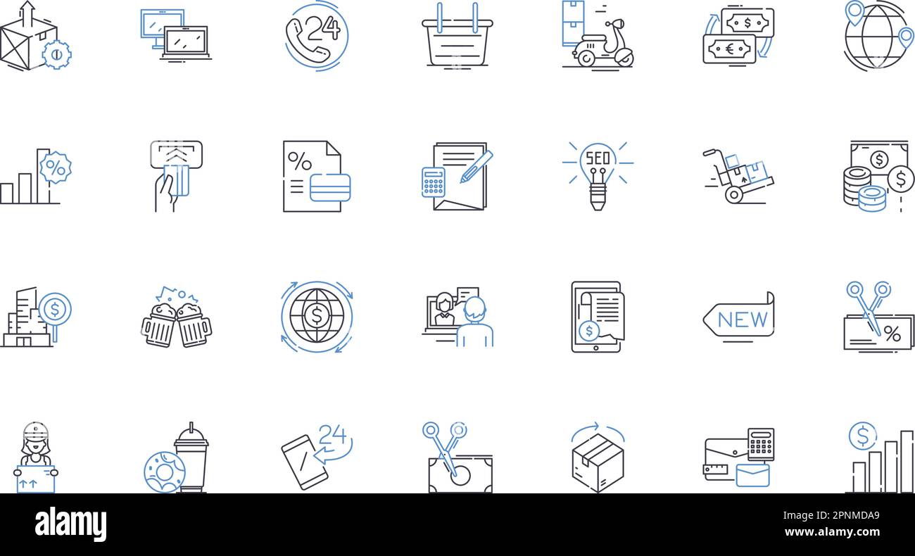 Market line icons collection. Demand, Supply, Transactions, Exchanges ...