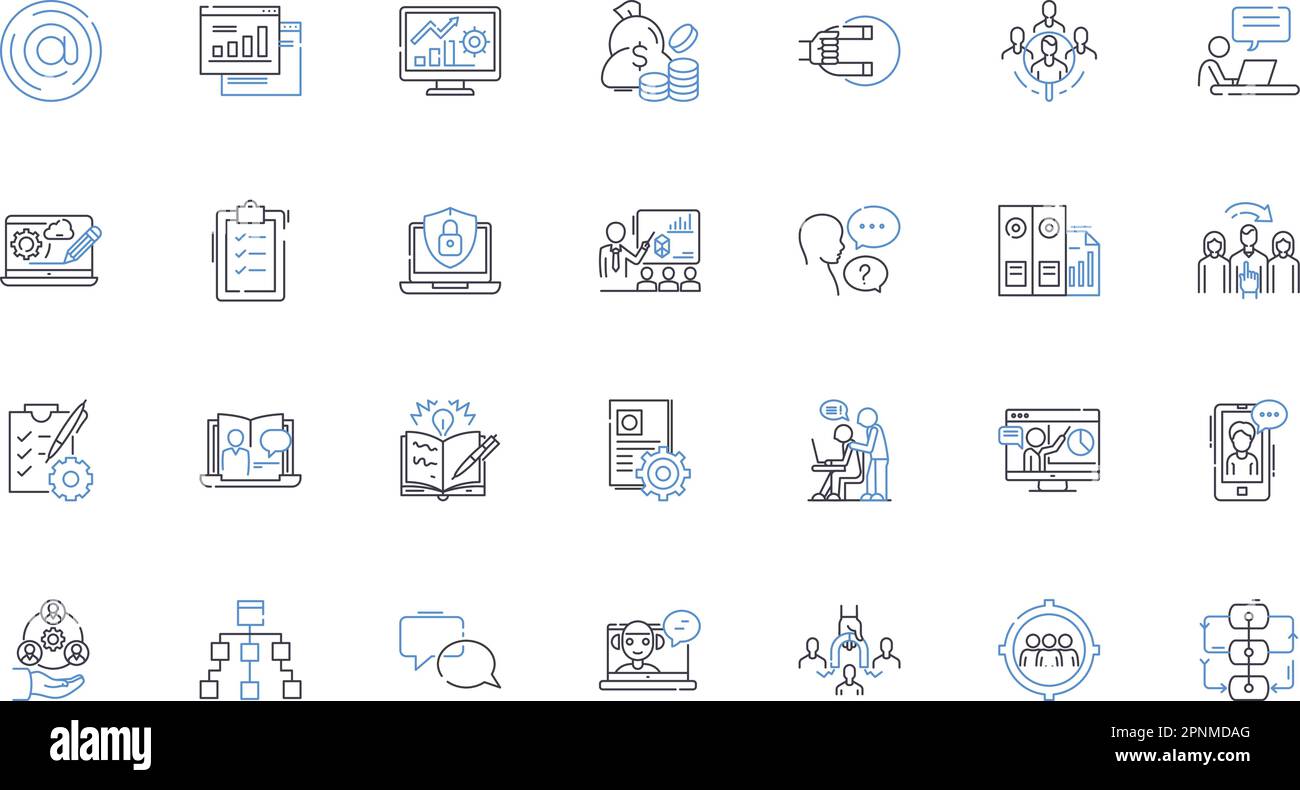 Merging businesses line icons collection. Synergy, Consolidation ... Merging businesses line icons collection. Synergy, Consolidation ...