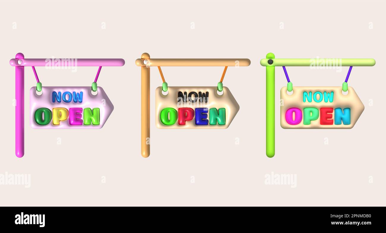 3d business opening hours icon shop e-commerce illustration Stock Photo ...