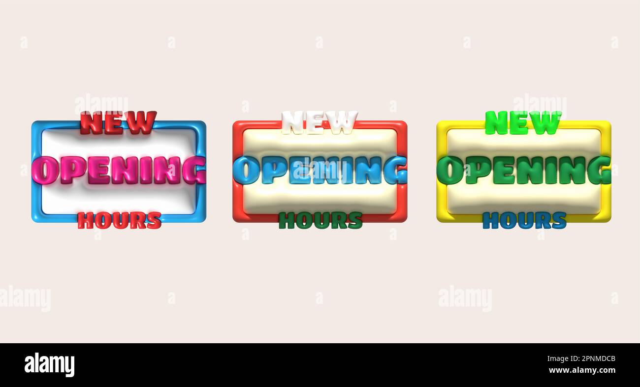 3d business new opening hours icon store e-commerce illustration Stock ...