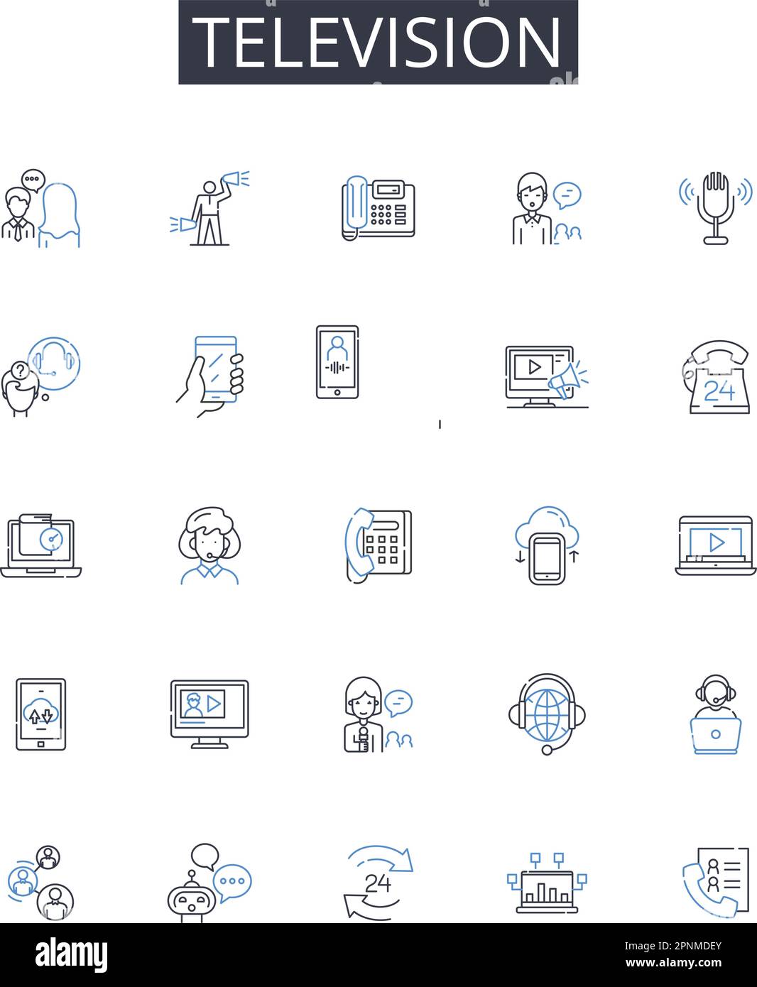 Television line icons collection. Cellph, iPad, Laptop, Desktop, Radio ...