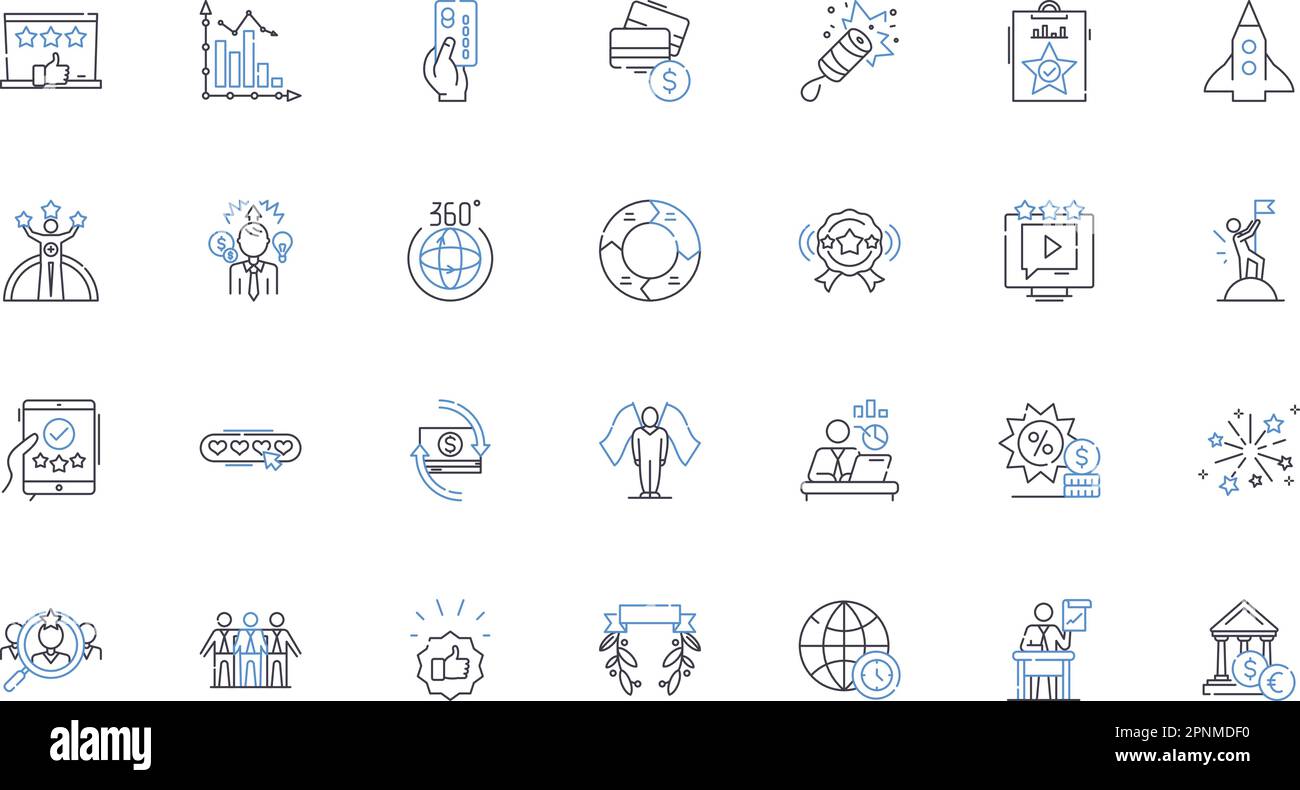 Financial attainment line icons collection. Prosperity, Wealth, Growth ...