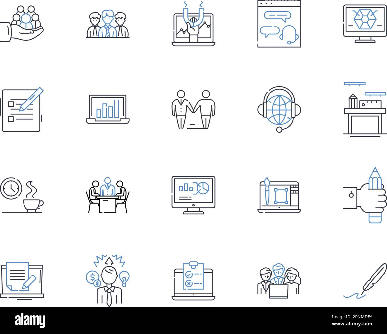 Distance-based partners line icons collection. Collaboration ...