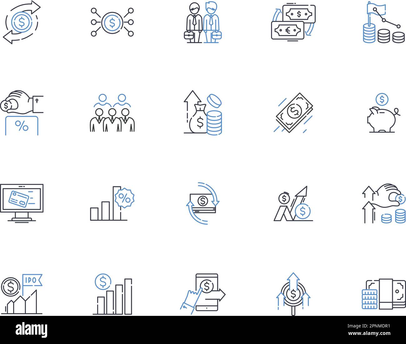 Cash management line icons collection. Budgeting, Liquidity ...