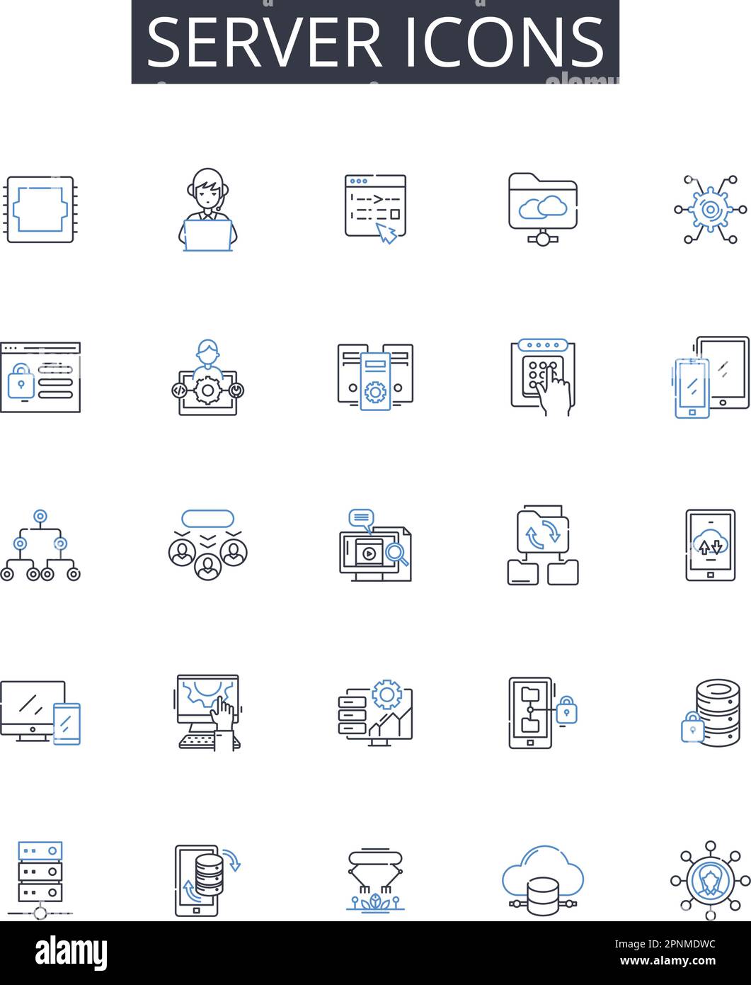Server icons line icons collection. Determined, Driven, Tenacious ...