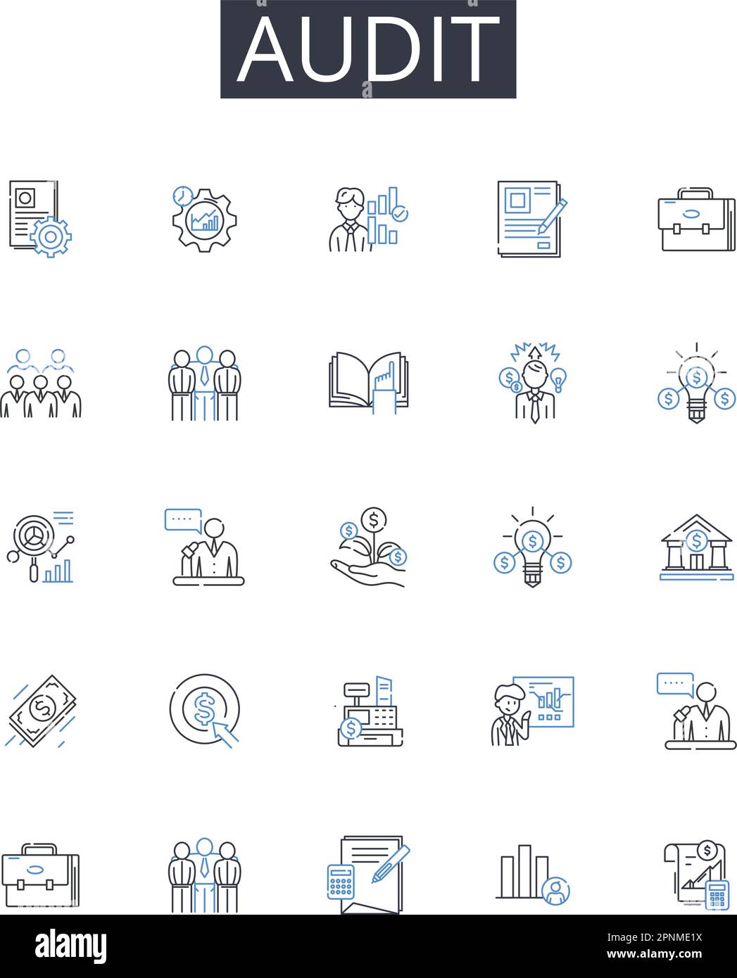 Audit Line Icons Collection Checkup Verification Inspection