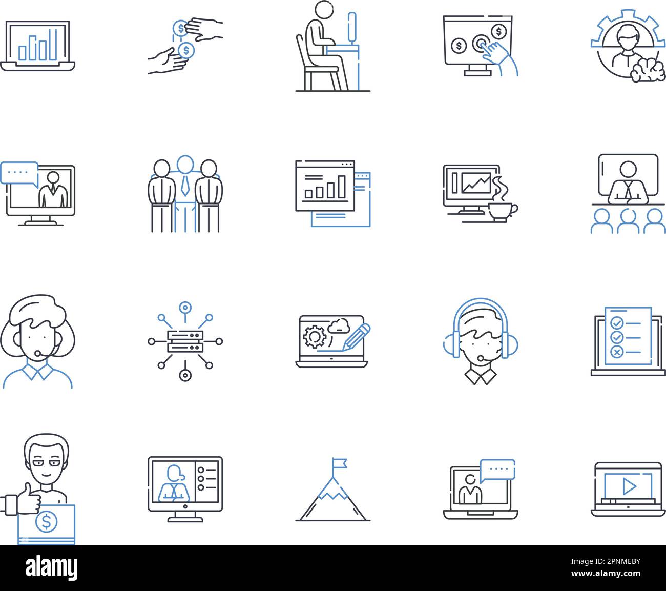 Operational Workplace Line Icons Collection Efficiency Procedures