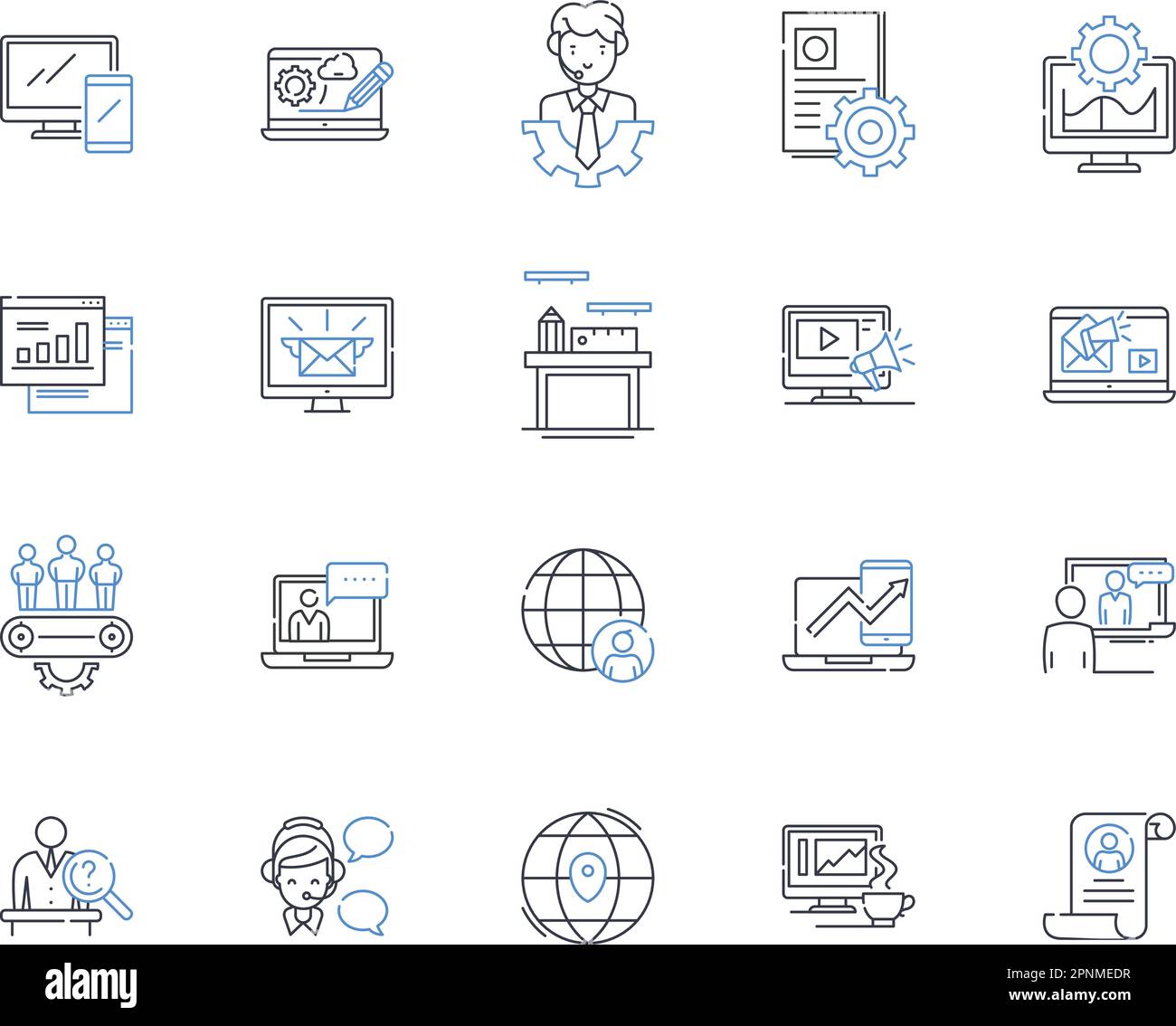 Coordinated Effort Line Icons Collection Collaboration Teamwork