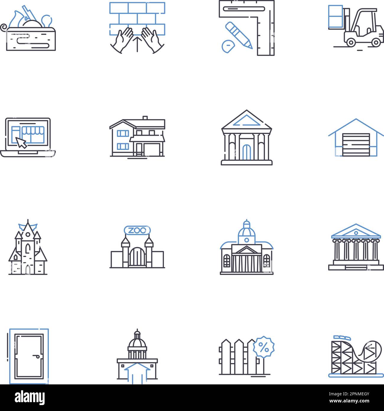 Barns line icons collection. Hayloft, Silo, Stable, Loft, Hoof, Rustic ...