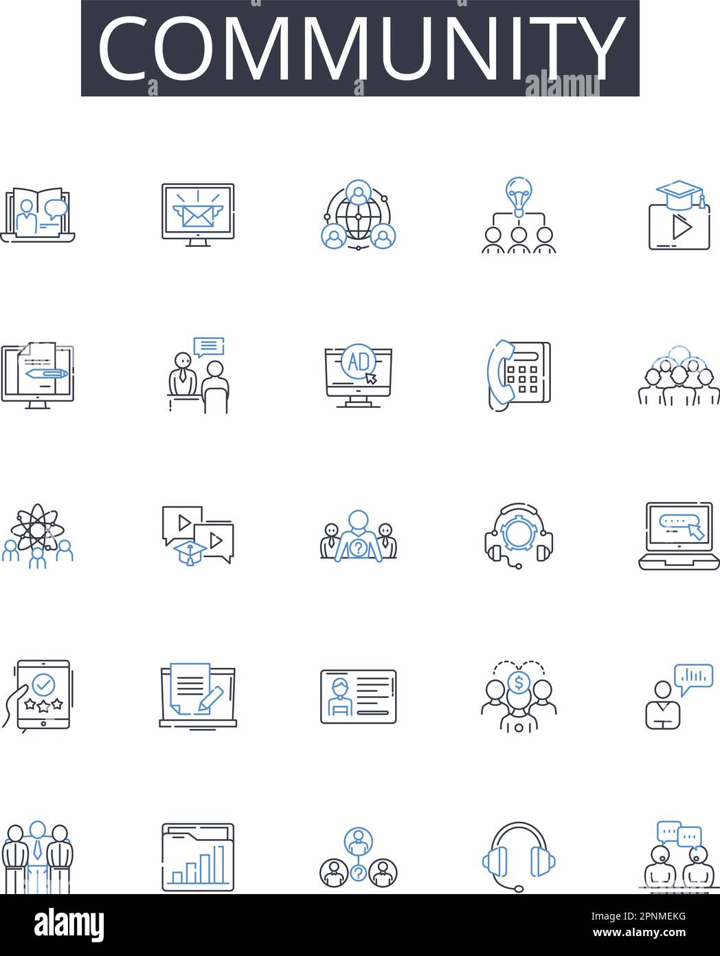 Community line icons collection. Society, Population, Neighborhood ...